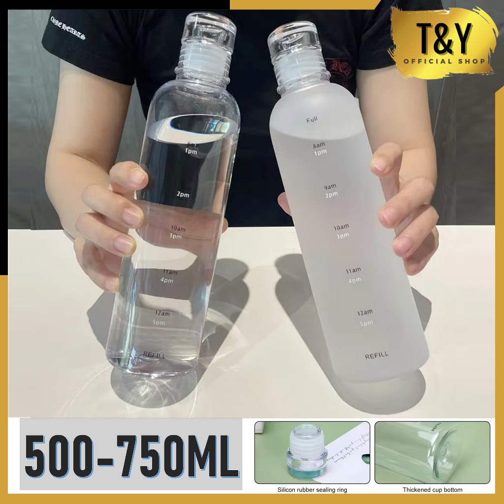 Jual T&Y Water Bottle Botol Bening Estetik 750ML Botol Minum Aesthetic ...