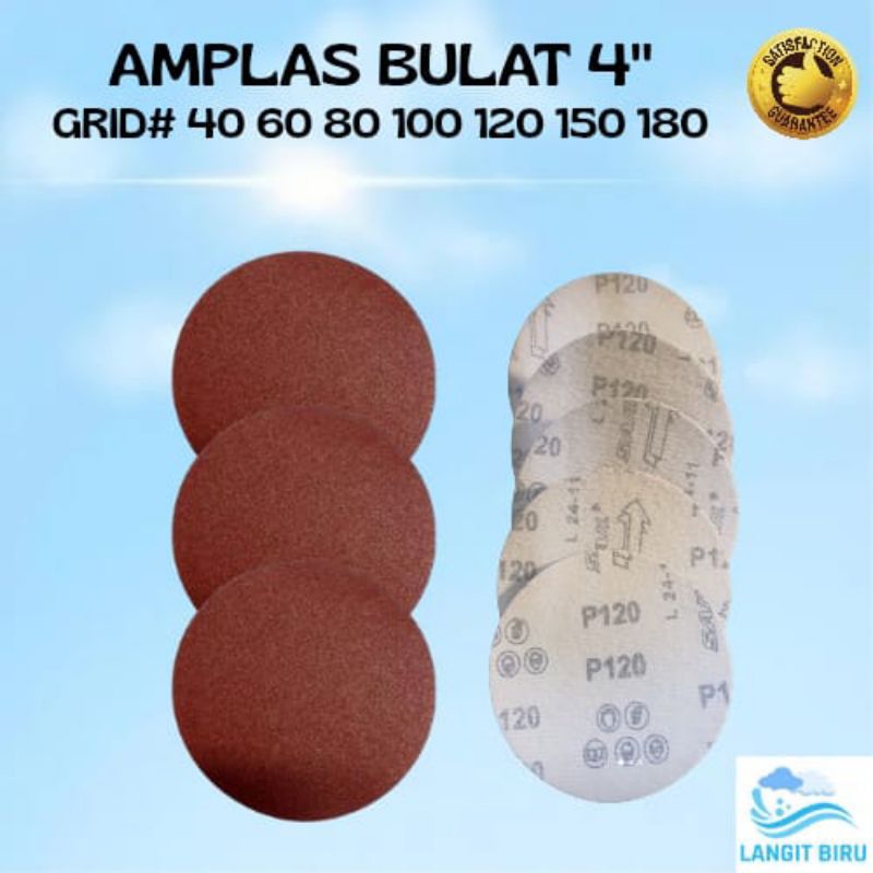 Jual Amplas Bulat Tempel Velcro 4" GRID# 40 60 80 100 120 150 180 ...