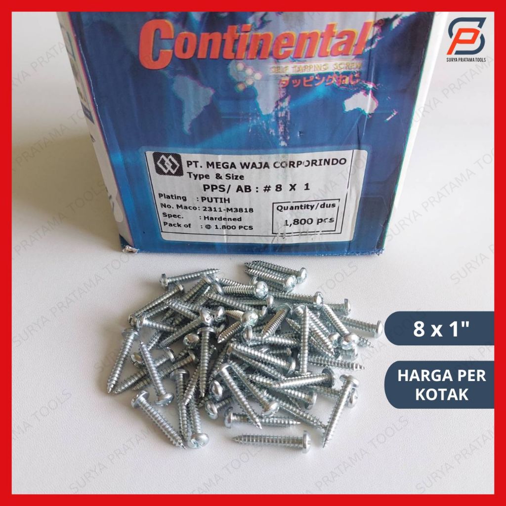 Jual Sekrup Cacing JP 8 mm x 1 Inch Per Kotak / Skrup Tapping 8mm x 1 ...