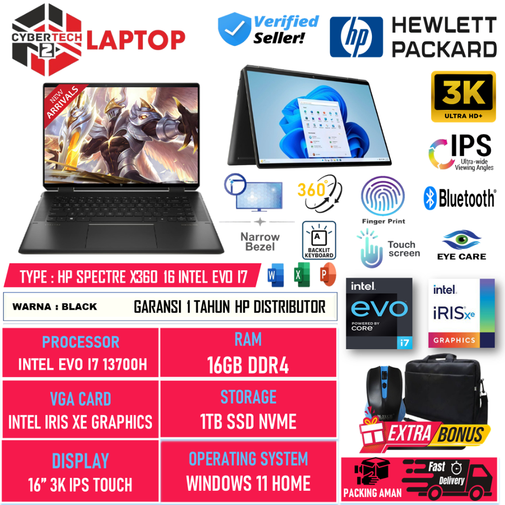 Jual Laptop 2in1 HP Spectre X360 16 Intel Evo i7 13700H 16GB 1TB 16 ...