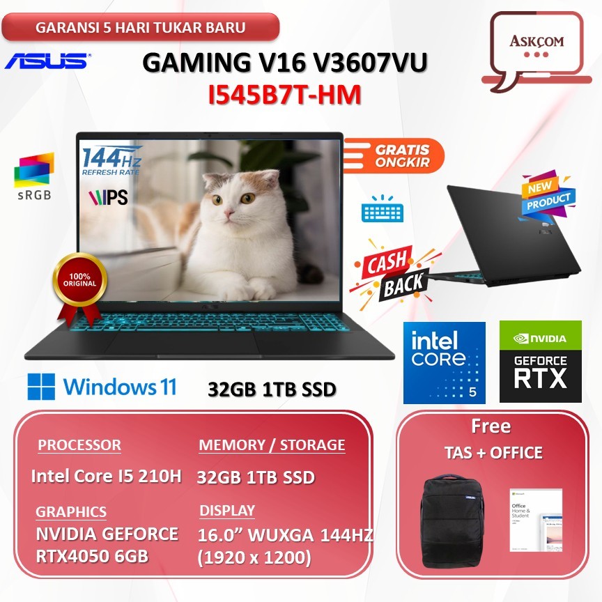 Jual Asus Gaming V16 V3607VU Core I5 210H RTX4050 6GB | 32GB 1TB W11 ...