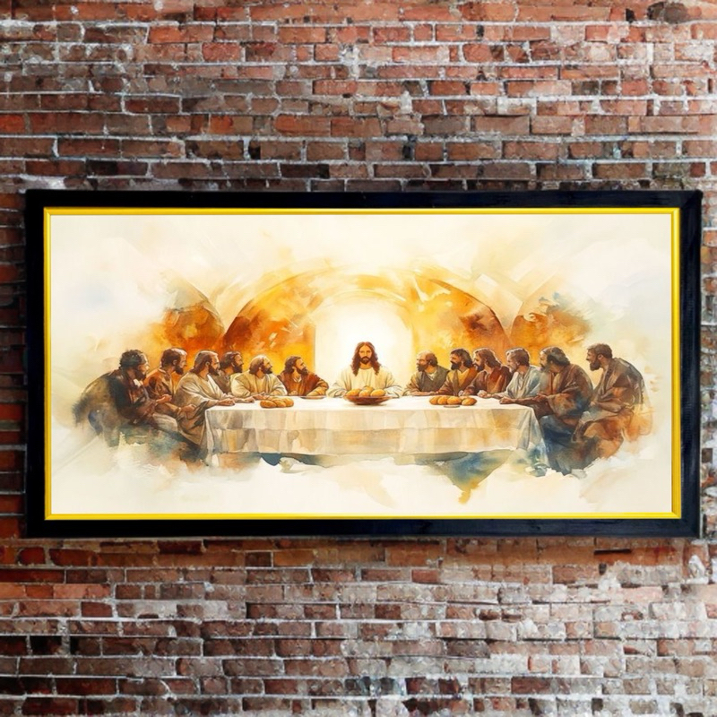 Jual lukisan cetak gambar Tuhan Yesus lagi bersama umat nya plus binkai ...