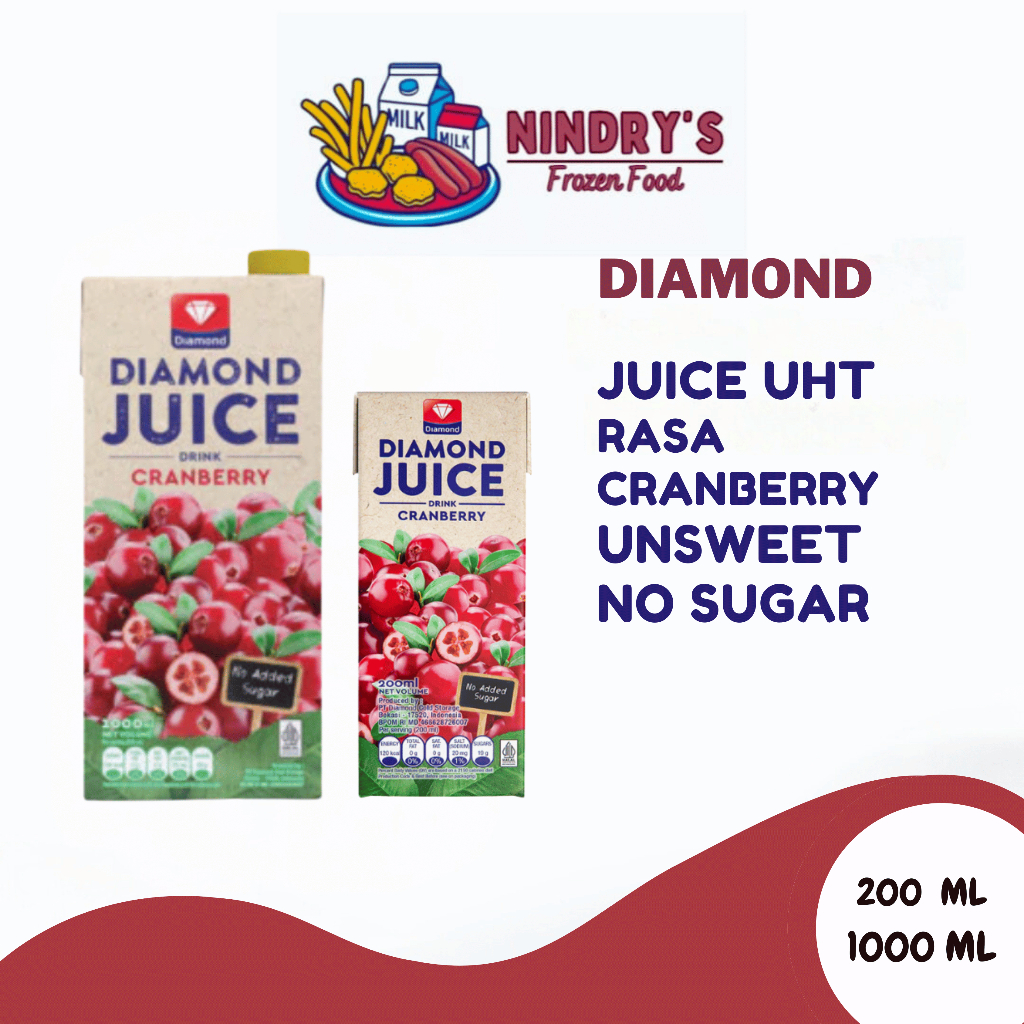 Jual DIAMOND JUICE RASA CRANBERRY UNSWEET NO SUGAR 200ML & 1000ML ...