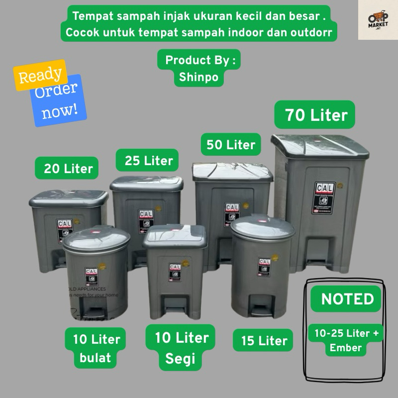 Jual Shinpo - Tempat Sampah Injak 10L,15L,20L,25L,50L,70L / Wadah Sampah Injak | Shopee Indonesia