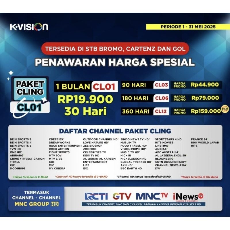 Jual Paket Cling Kvision 12 Bulan Bromo Cartenz Gol K-Vision | Shopee Indonesia