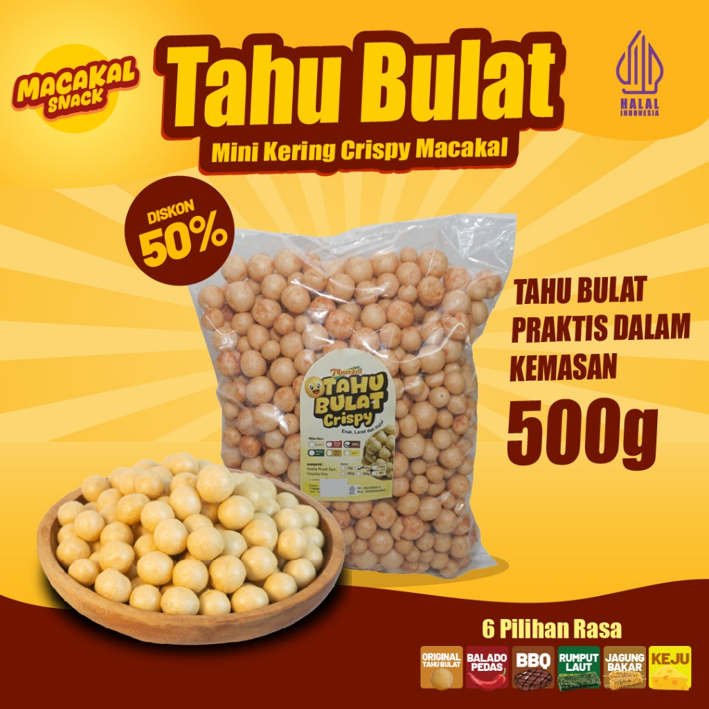 Jual Macakal - Tahu Bulat Mini Kering Crispy 500g I Tahu Renyah Khas ...