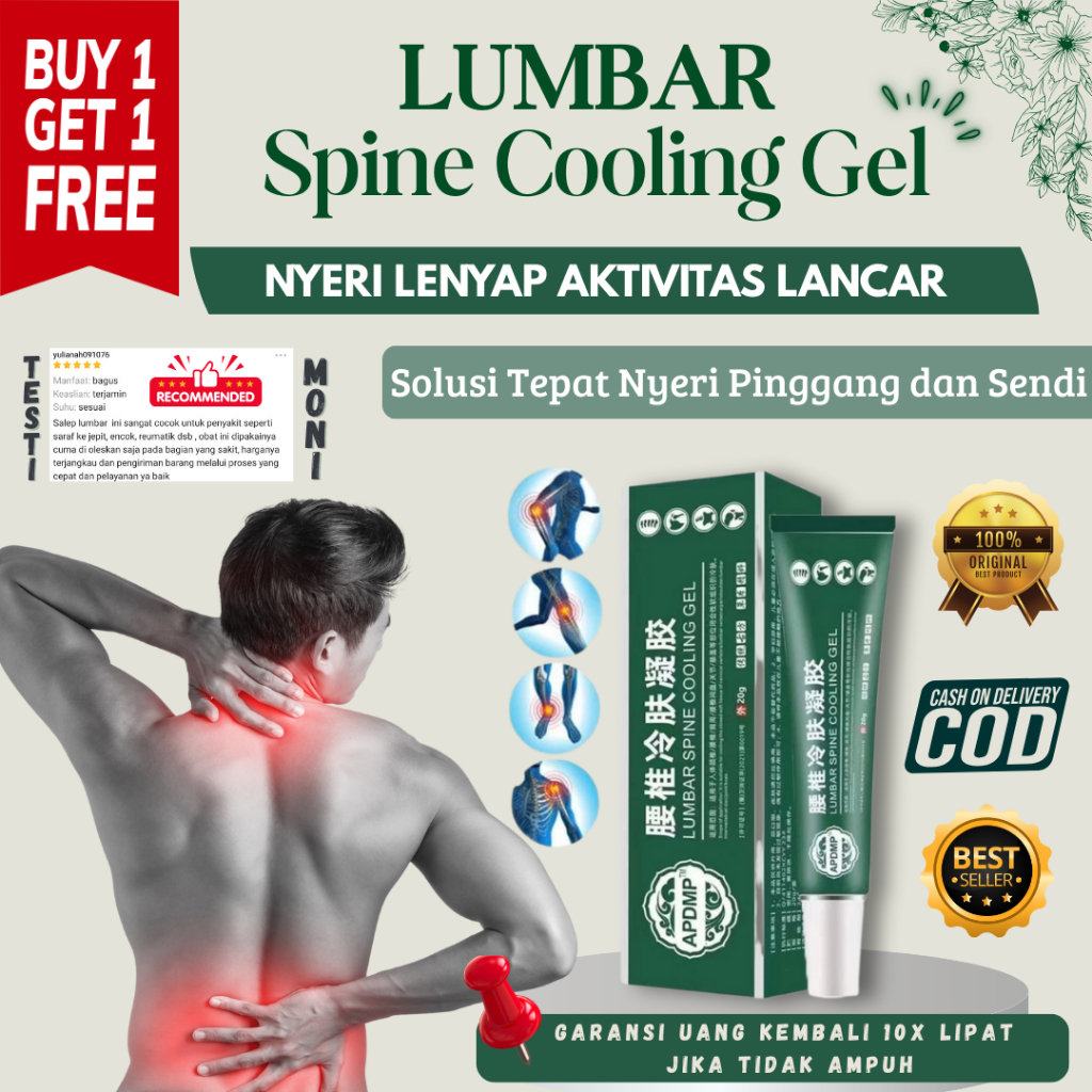 Jual ORIGINAL APDMP Lumbar Spin Cooling Gel Sakit Pinggang Punggung Saraf Kejepit Sendi Tulang ...