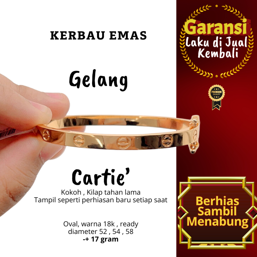 Jual Kerbau Emas gelang bangle ctr oval warna 18K kait double | Shopee ...