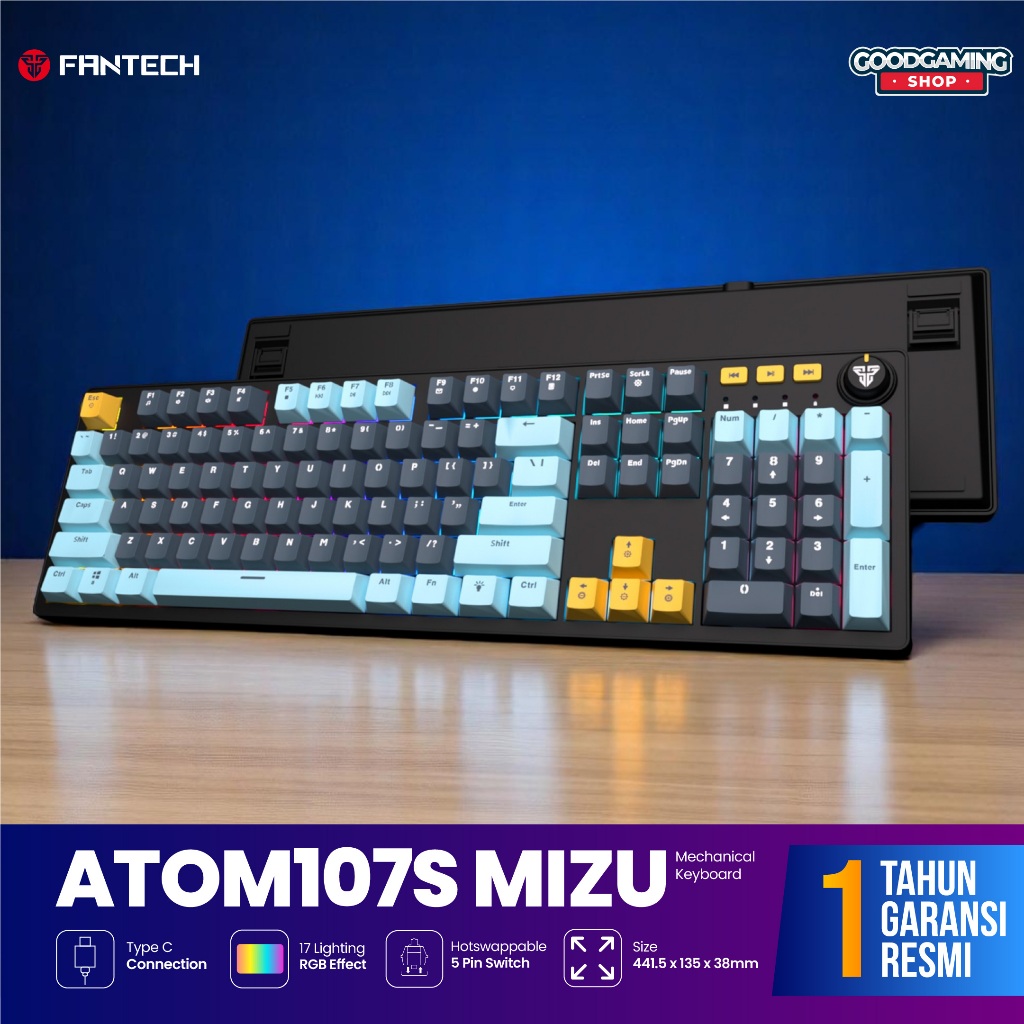 Jual Fantech Atom107S / Atom 107 S - MK893S / MK-893 S Wired Mechanical Gaming Keyboard Mizu ...