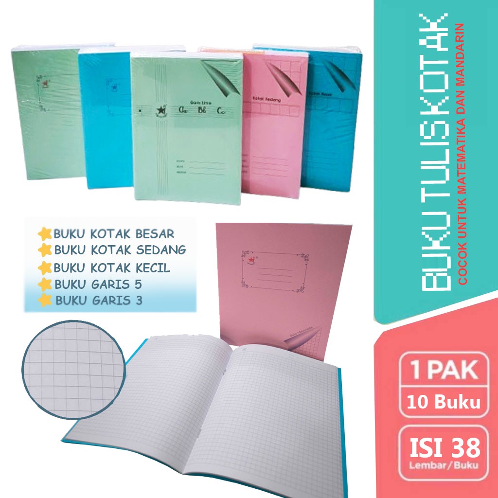 Jual 5/10/14MM Kotak]Grid Notebook Buku Tulis Kotak Murid SD Buku ...