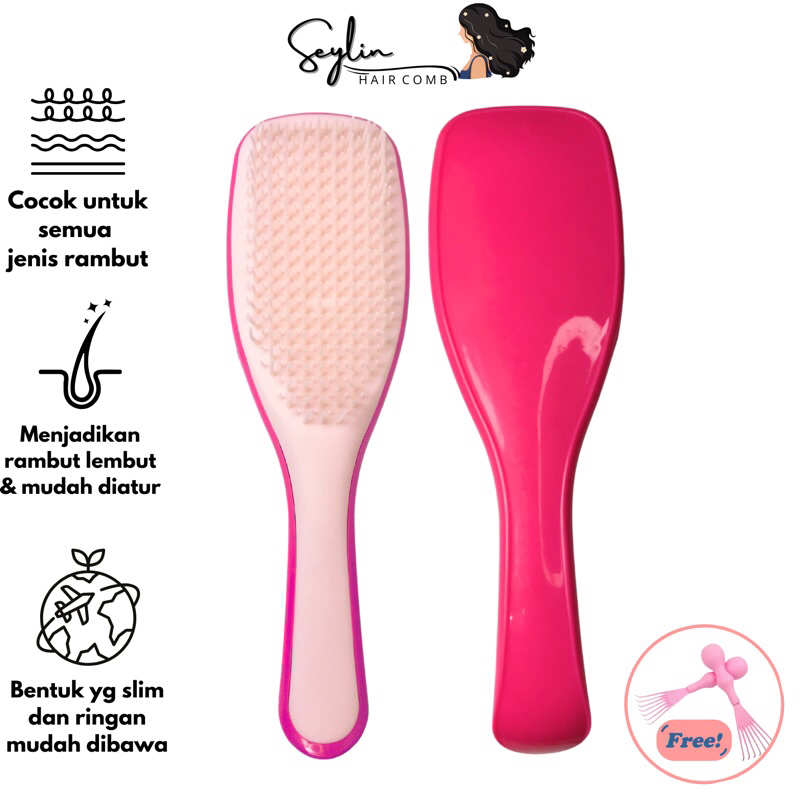 Jual SEYLIN - Sisir Rambut Anti Kusut warna Rose / Sisir Pijat anti ...
