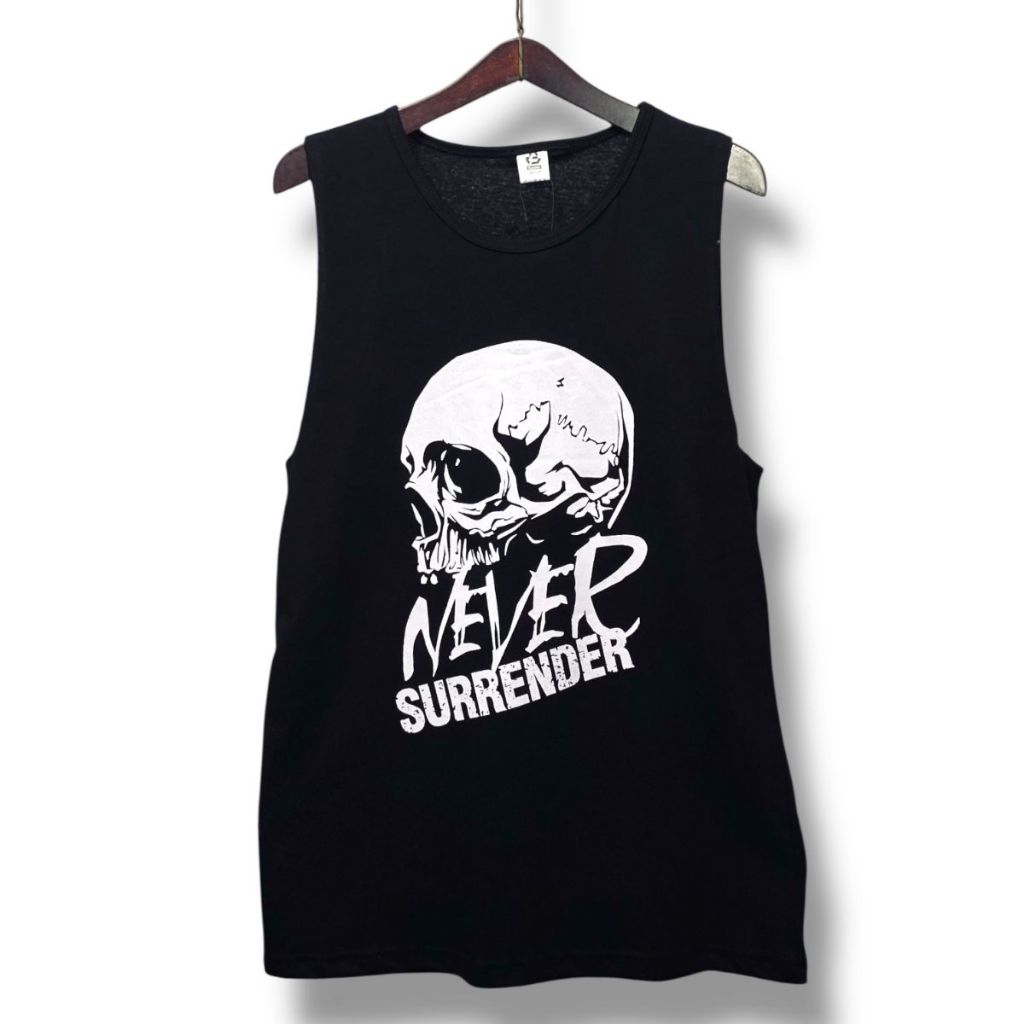 Jual Singlet pria Katun kaos tanpa lengan t-shirt olahraga Art skull ...