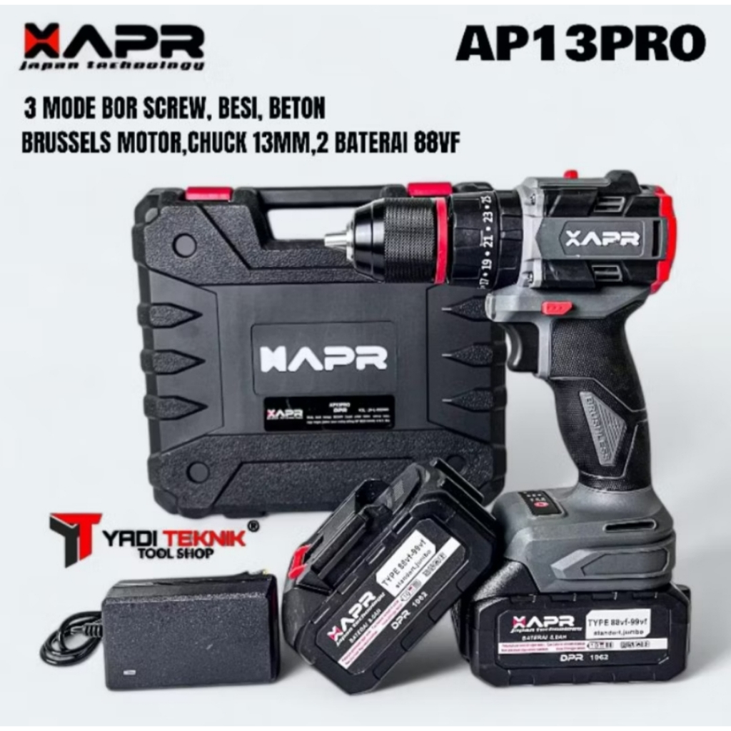 Jual APR AP13Pro mesin bor cordless Brushless 13mm 2 baterai 88V - bor ...