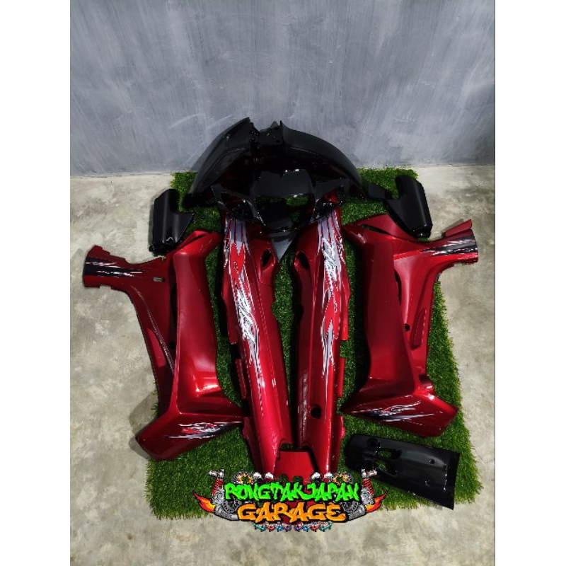 Jual full set bodi halus fiz r f1zr fizr merah hitam set striping ...
