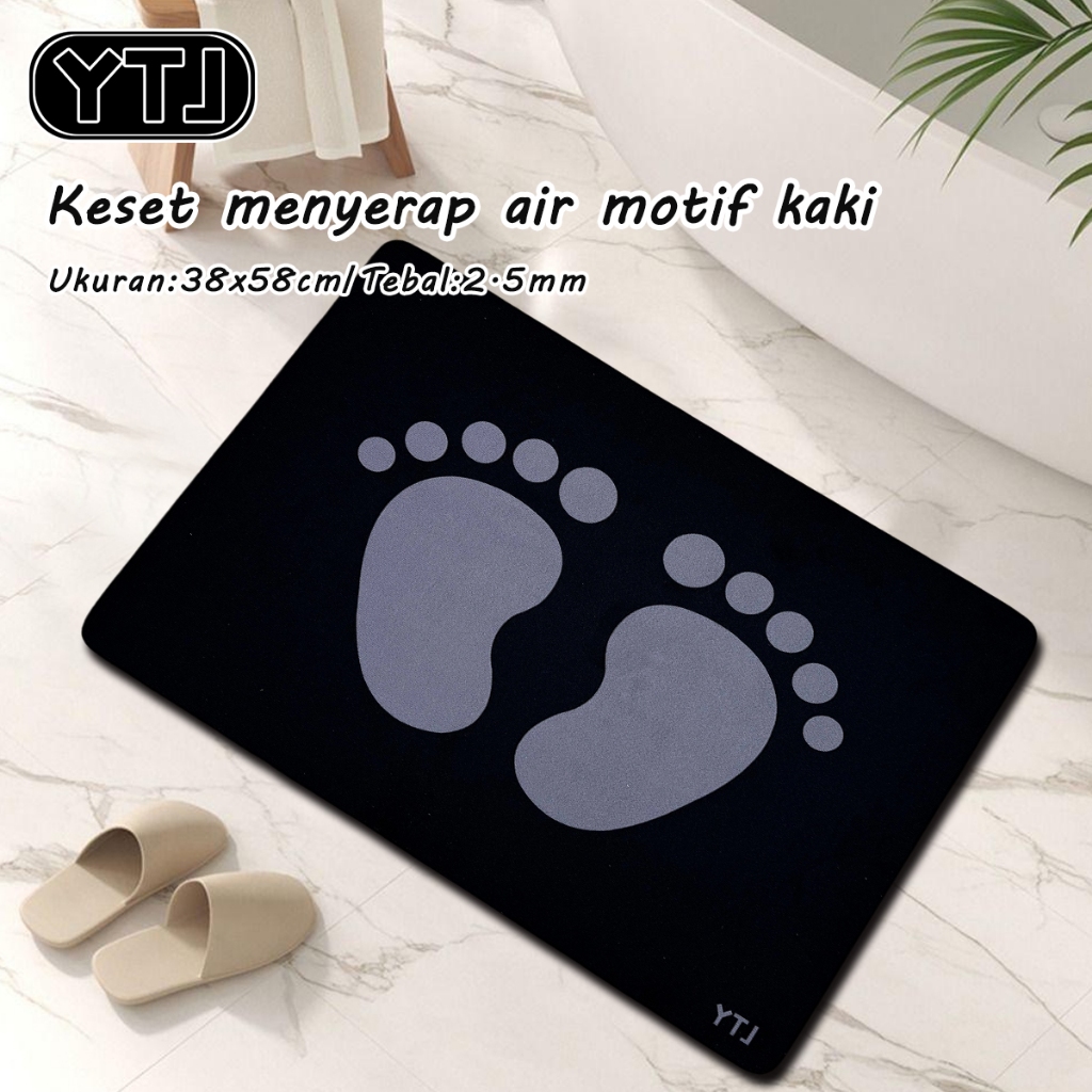 Jual YTJ Keset Menyerap Air Motif Kaki uk 38x58cm - Keset kamar mandi ...