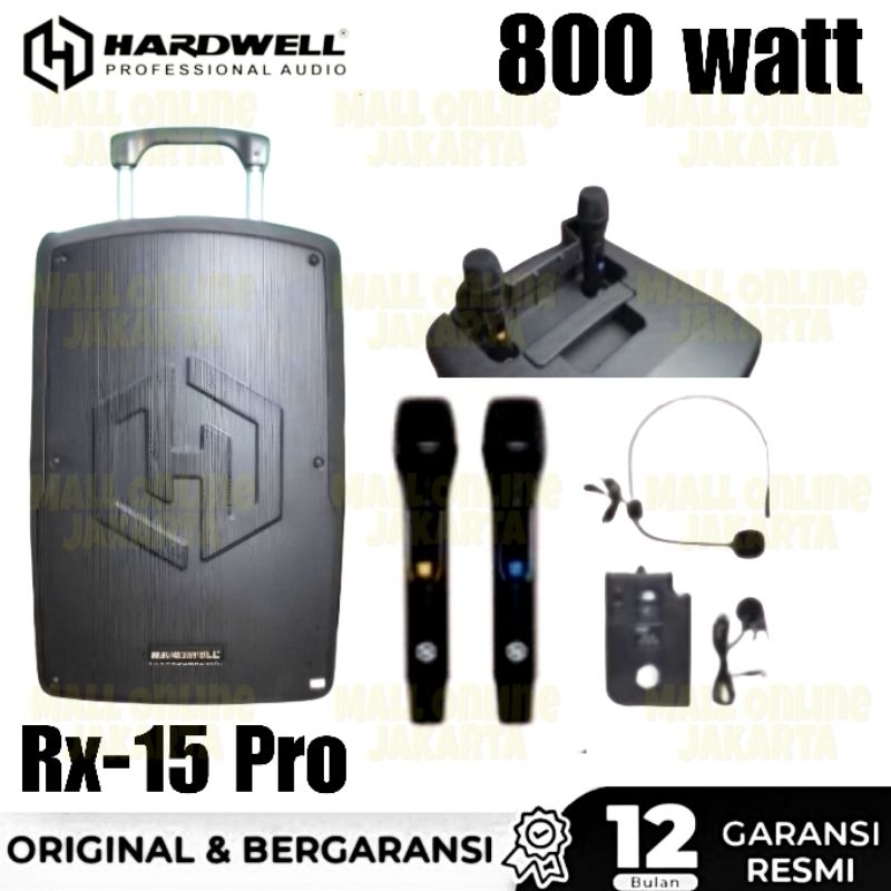 Jual speaker aktif 15 inch hardwell rx 15 pro portable aktiv wireless ...