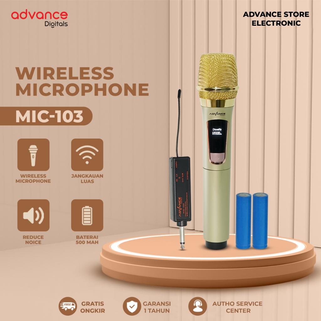 Jual Advance Mic Advance MIC-103 Single Professional Mic Wireless Gold ...