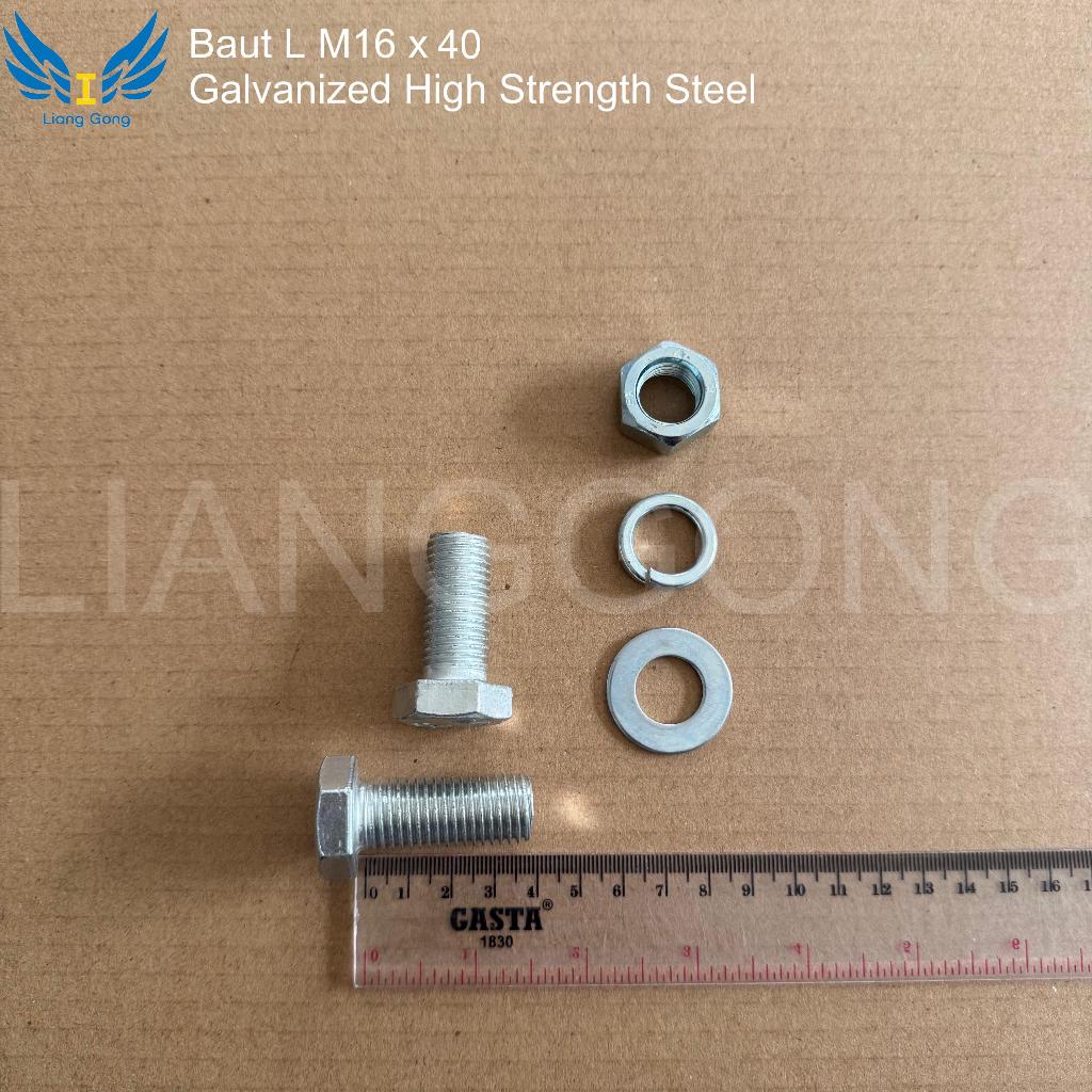 Jual Baut M16x40 Putih Galvanis | Baut Mur Ring Per Ring Plat | Shopee ...