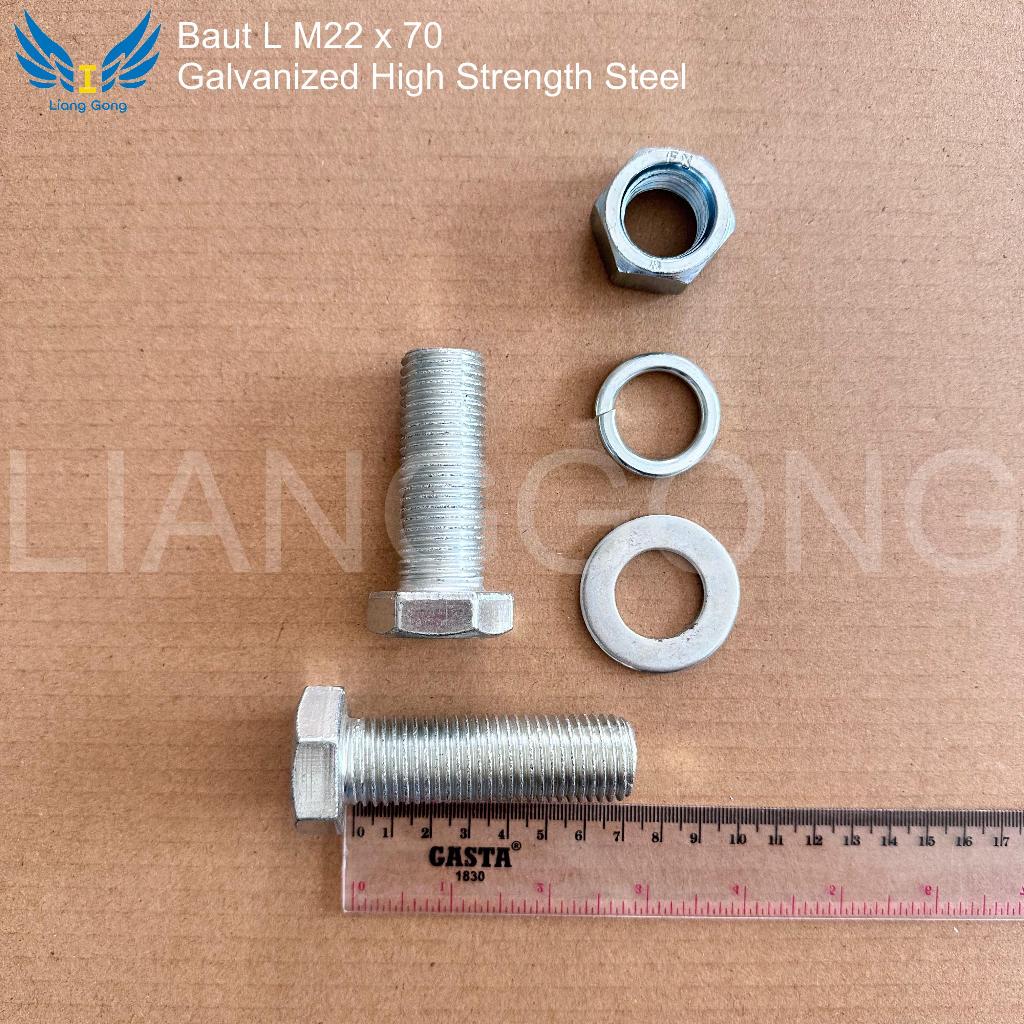 Jual Baut Mur Hex Putih | BMP | Baut M22 x 70 Putih Galvanis | Baut Mur | Grade 4.8 | Shopee ...