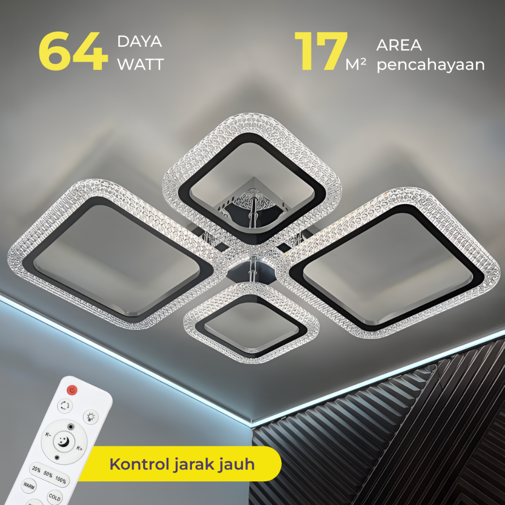 Jual LEDCITY Lampu LED Gantung Plafon Aesthetic Minimalis Hias Kamar Tidur Ruang Tamu Remote ...