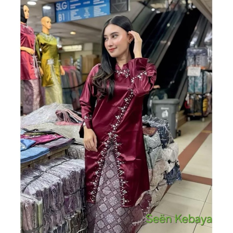 Jual Ready Setelan Baju kurung Melayu Modern//setelan kebaya payet mutiara/Baju kebaya janggan ...