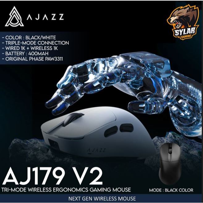 Jual Ajazz AJ179 V2 Tri-mode Wireless Ergonomics Gaming Mouse | Shopee Indonesia