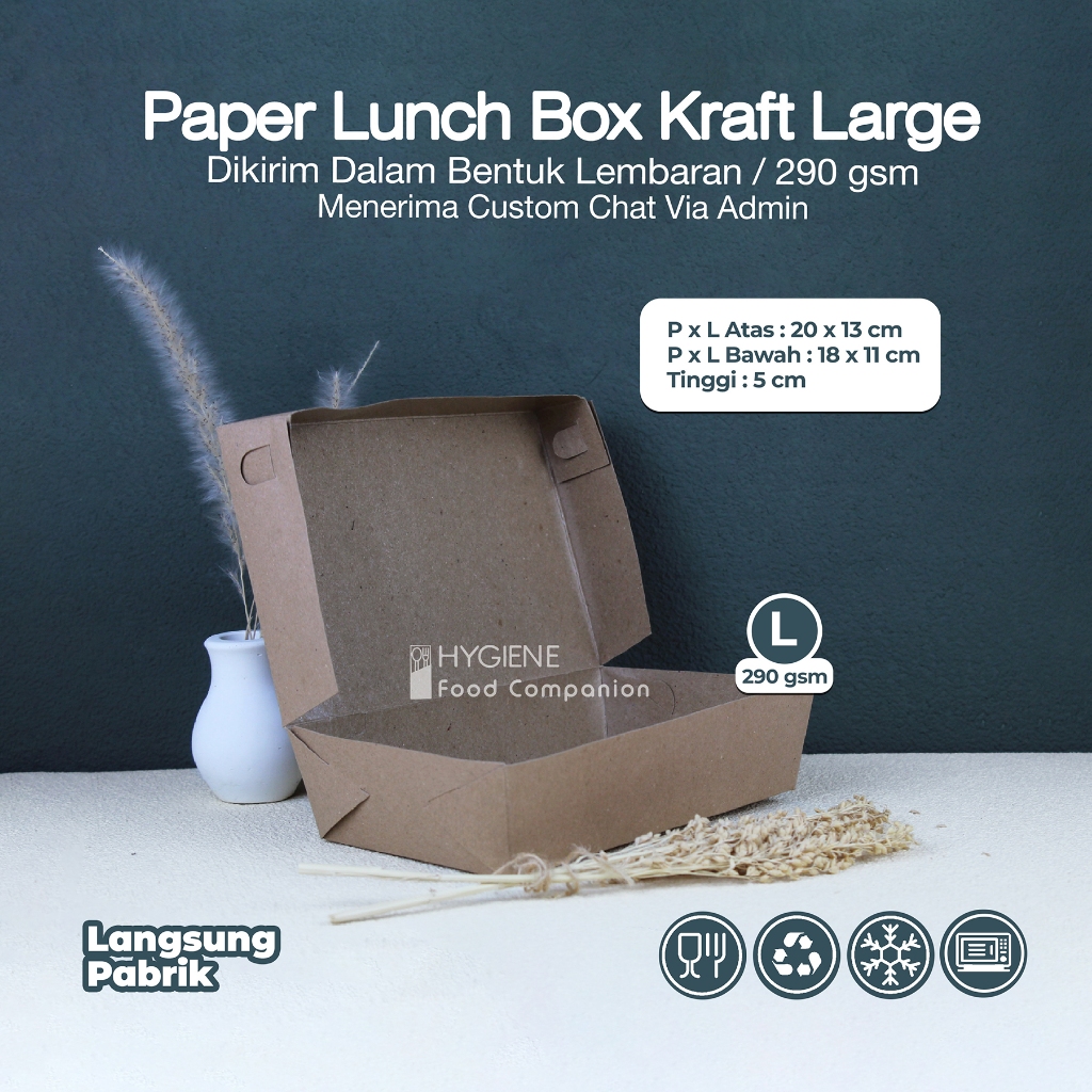 Jual LUNCH BOX PAPER LARGE BAHAN KRAFT FULL LAMINASI / PAPER LUNCH BOX SIZE L 325 GSM | Shopee ...