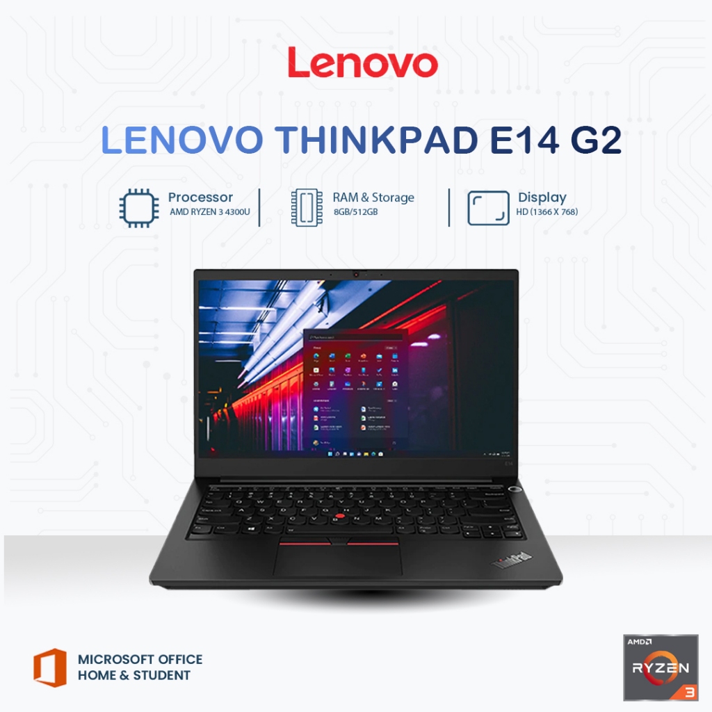 Jual Lenovo ThinkPad E14 G2 Ryzen 3 4300U | 8GB RAM | 512GB SSD | Slim ...