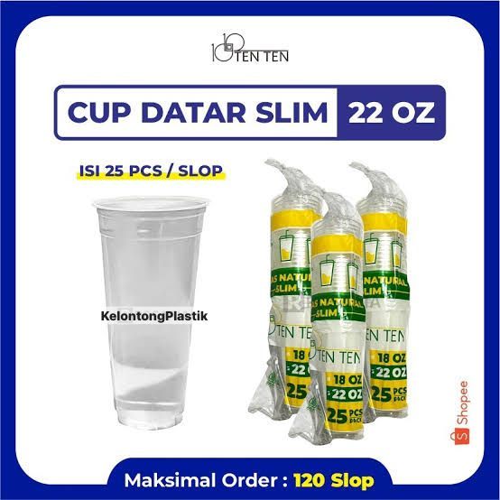 Jual Gelas Plastik TEN TEN Bening 18 Oz & 22 Oz Slim @25 pcs / Gelas ...