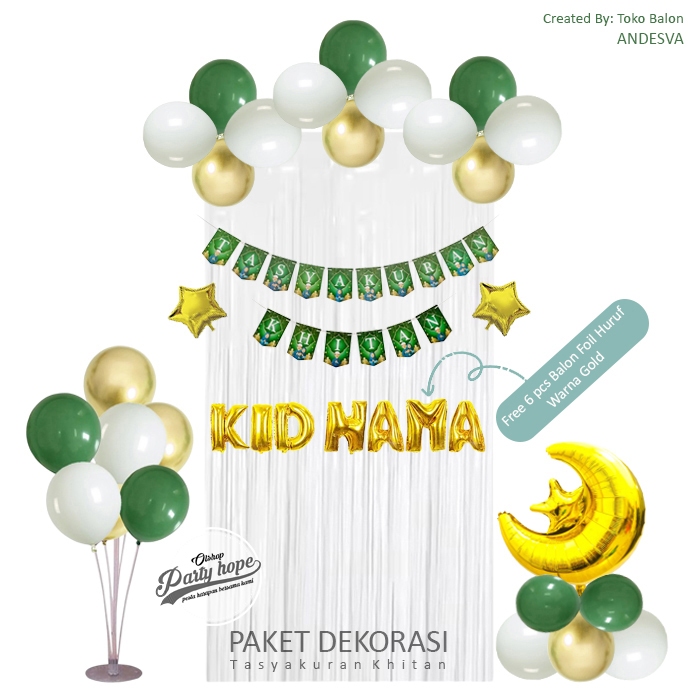 Jual paket dekorasi Tasyakuran Khitan / set balon dekorasi Khitanan ...