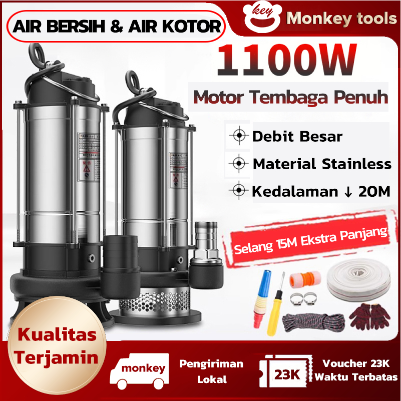 Jual MONKEY Pompa Celup Air Kotor 1100Watt Stainless Steel sewage pump ...