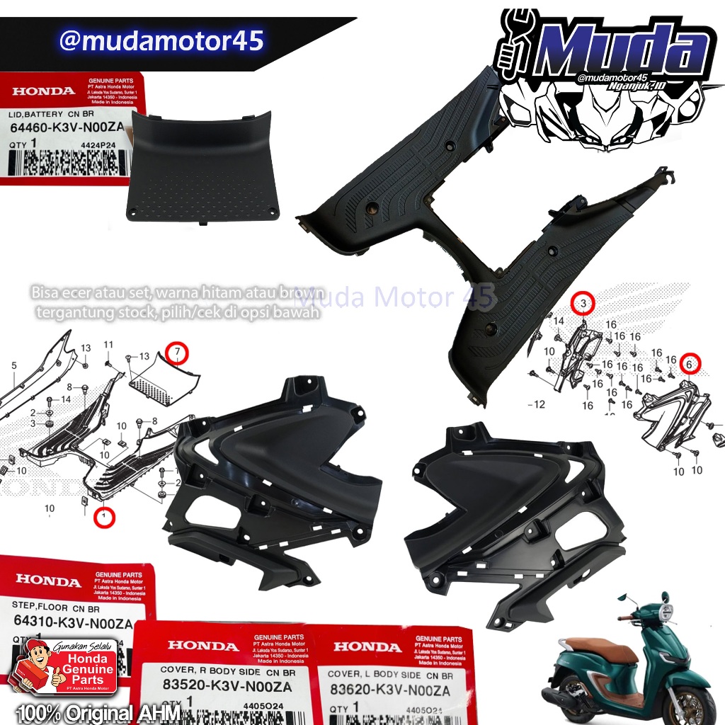 Jual LANTAI STYLO SET COVER AKI SAMPING BAWAH JOK SIDE BODY KASAR PIJAKAN KAKI 160 ABS BROWN ...
