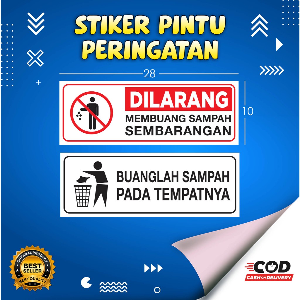 Jual Stiker Peringatan Kebersihan | Sticker Petunjuk | DILARANG BUANG ...