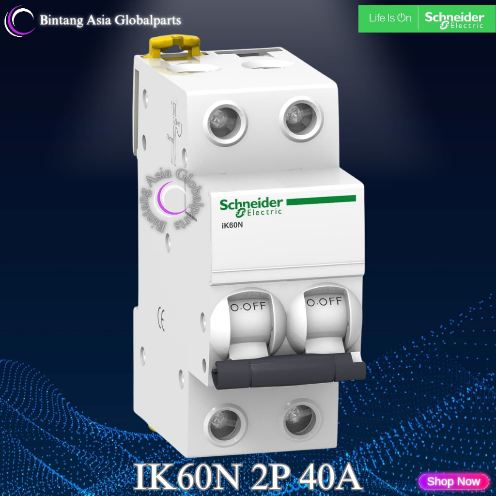 Jual MCB 2p 40a Schneider iK60N Original / MCB 2 Phase 40 Ampere A9K24240 / MCB 2 Pole 40a 6kA ...