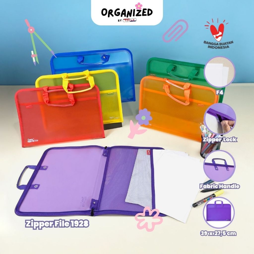 Jual Topla zipper File 1928 map dokumen kertas berkas tenteng anti air ...
