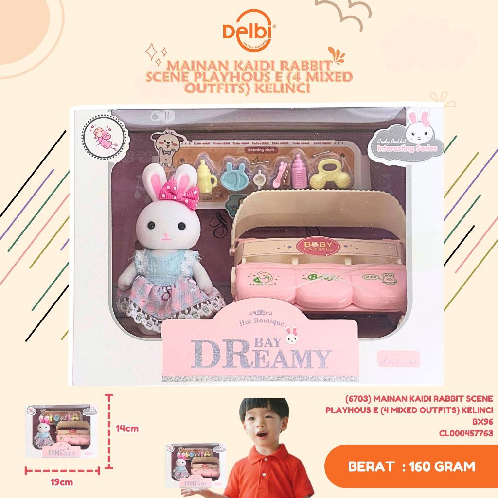 Jual (6703) MAINAN KAIDI RABBIT SCENE PLAYHOUS E (4 MIXED OUTFITS ...