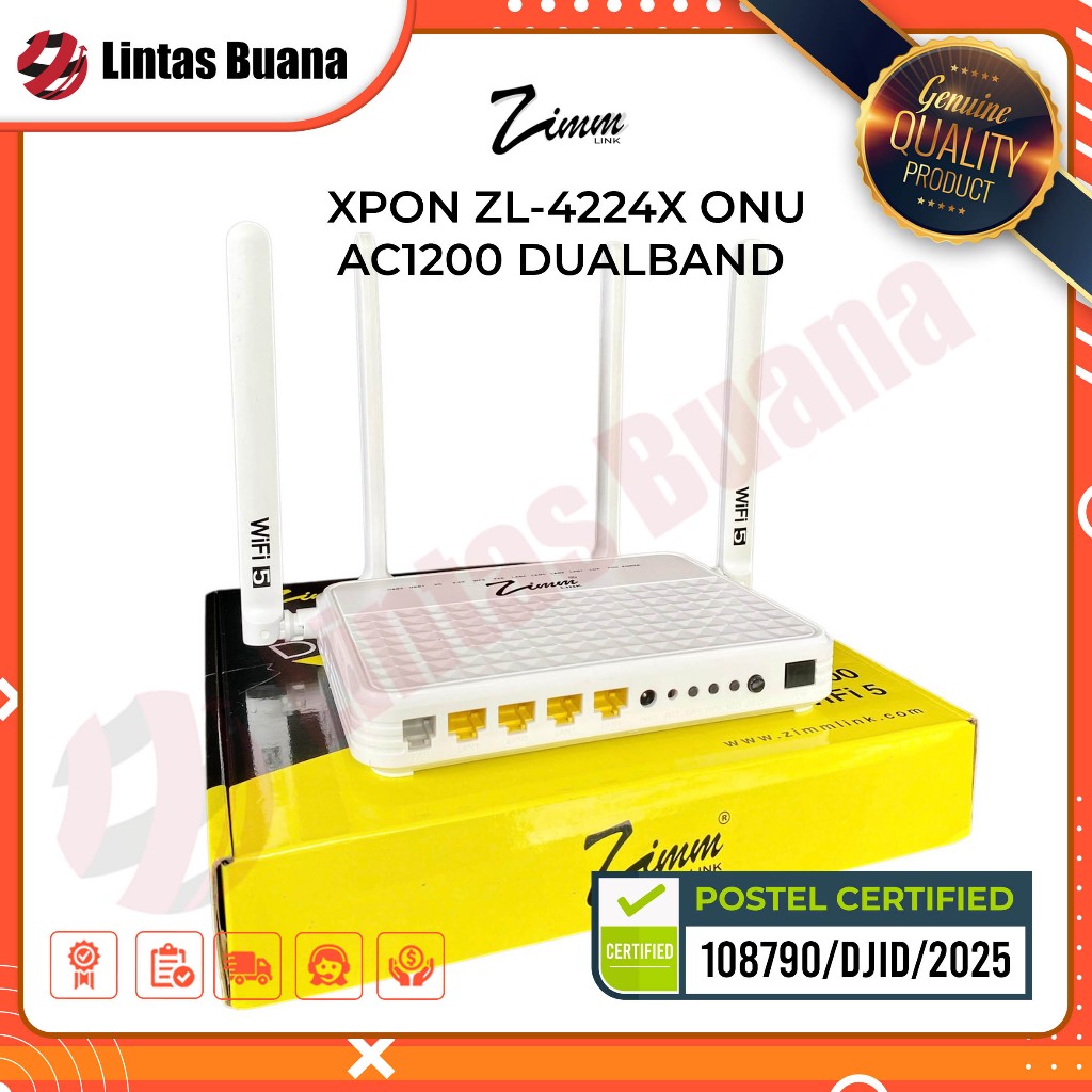 Jual ZIMMLINK XPON ONU ZL-4224X AC1200 DUAL BAND ONU Support EPON ...