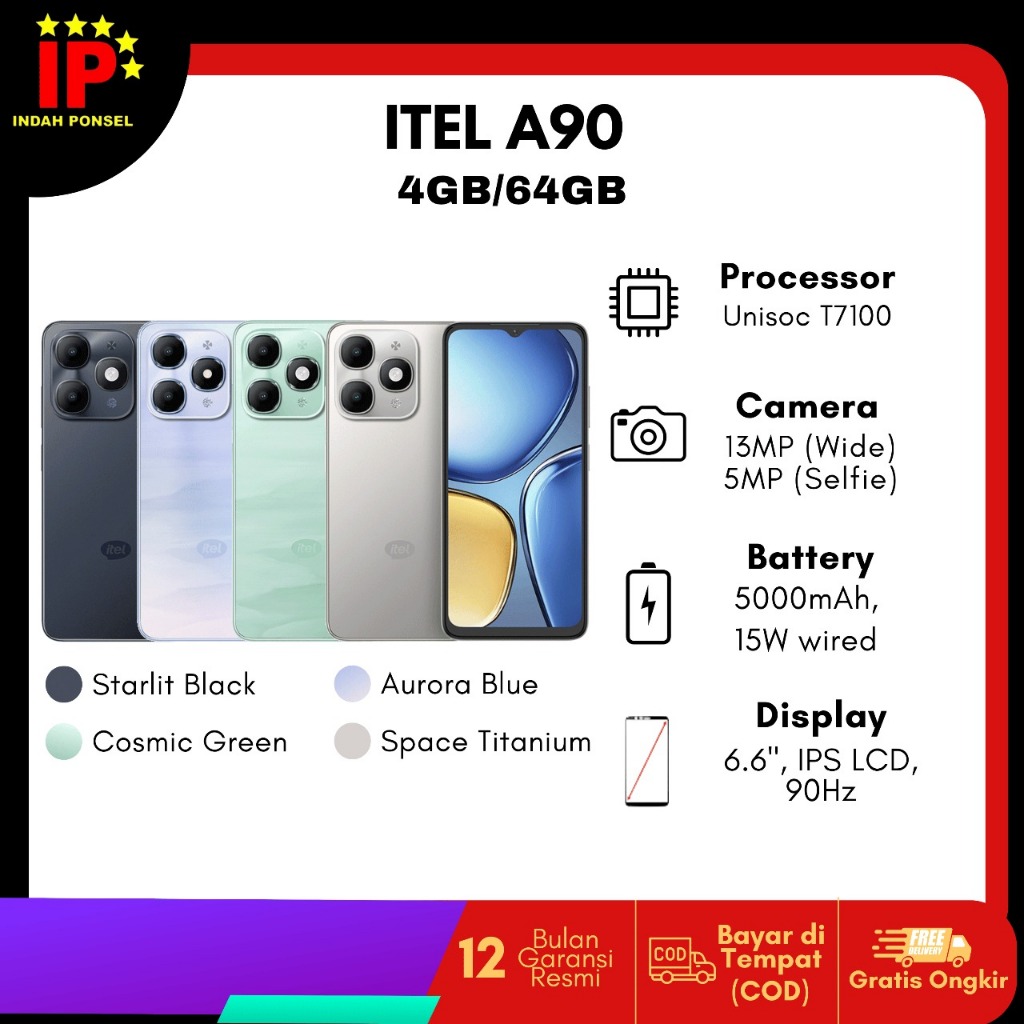 Jual ITEL A90 4/256GB| 4/128GB| 4/64 GB GARANSI RESMI 1 TAHUN | Shopee Indonesia