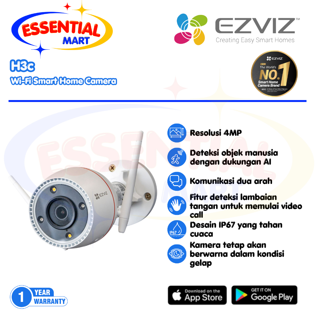 Jual CCTV EZVIZ H3C 4MP / 2K+ Smart Home IP Camera Outdoor | Shopee ...