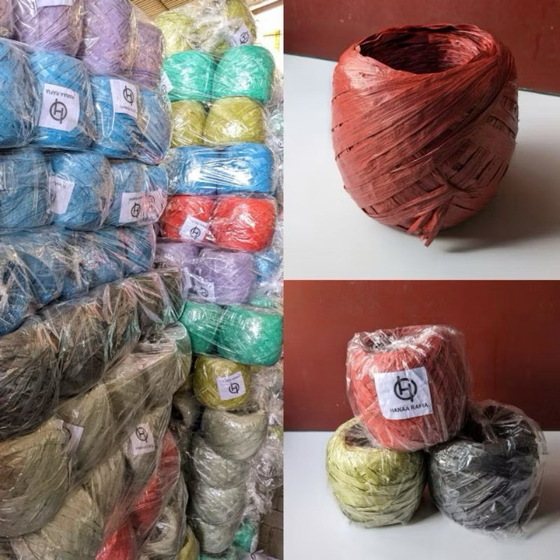 Jual (BERAT REAL) Tali Rafia 1 Kg Warna Full / Tali Rafia Murah ...