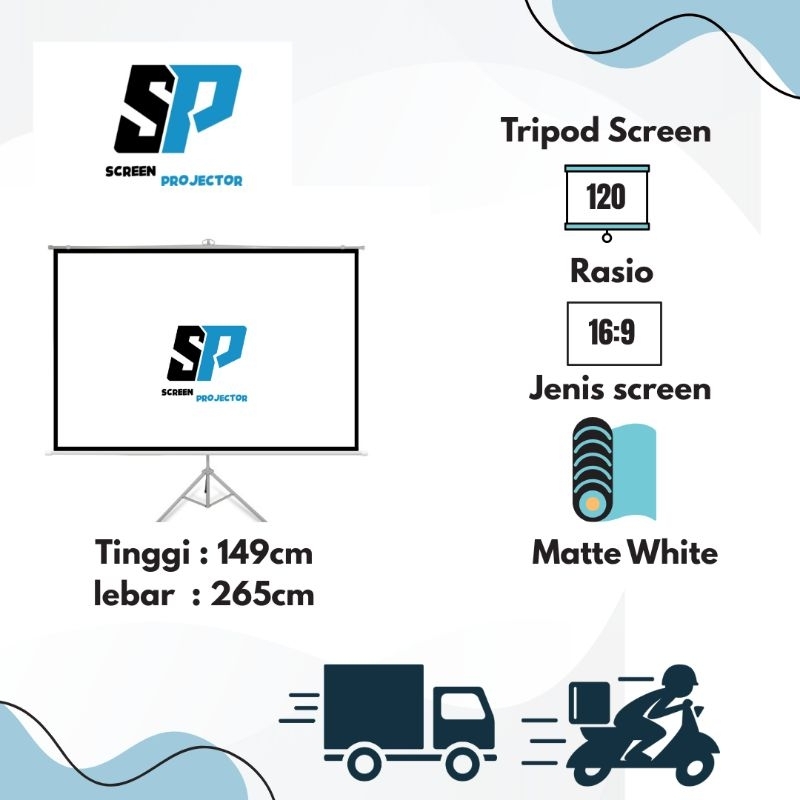 Jual Layar Proyektor Tripod 120 Inch Rasio 16:9 - Screen Projector ...