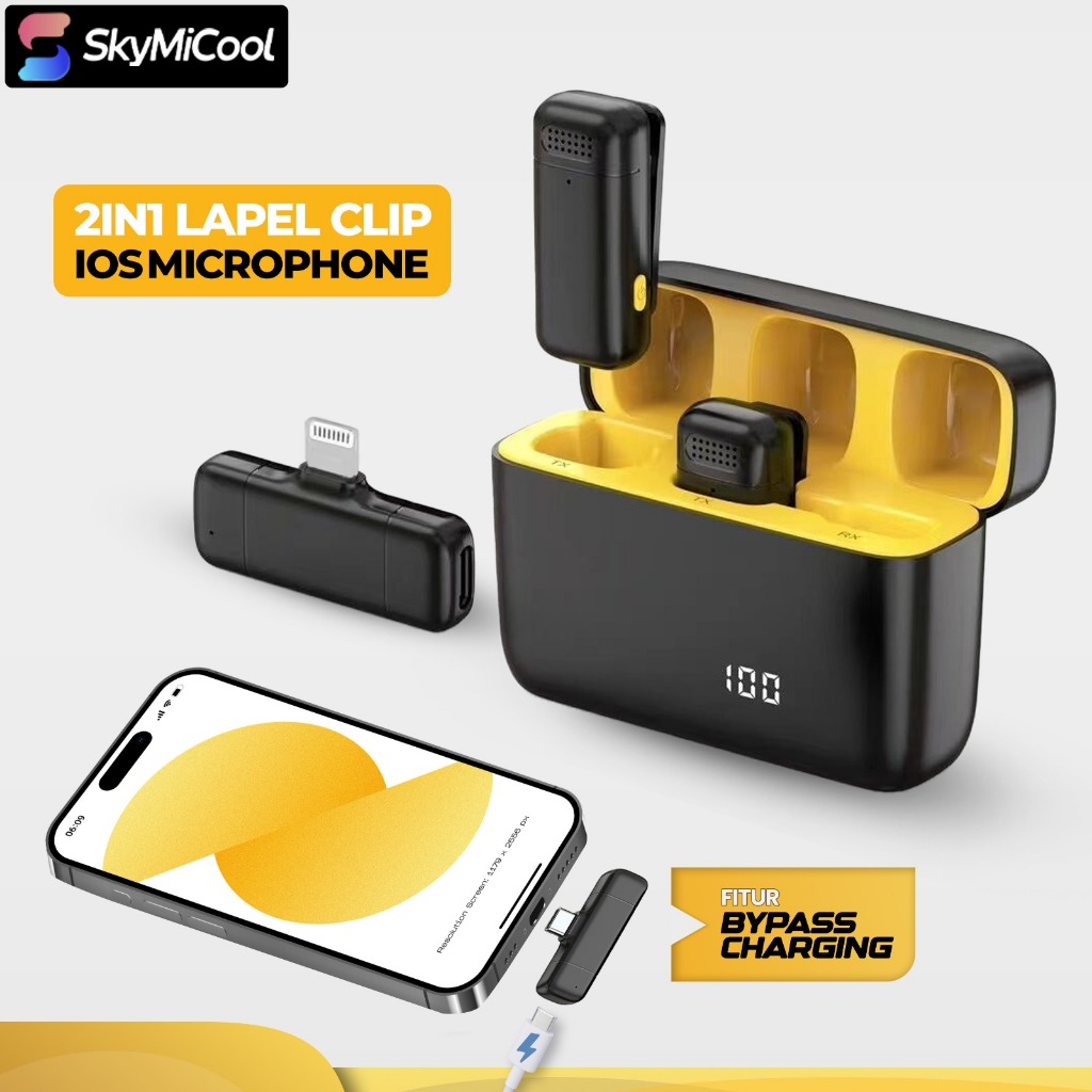 Jual SKYMICOOL 2in1 ios Lavalier Microphone Dual Clip on Mic Vlog ...