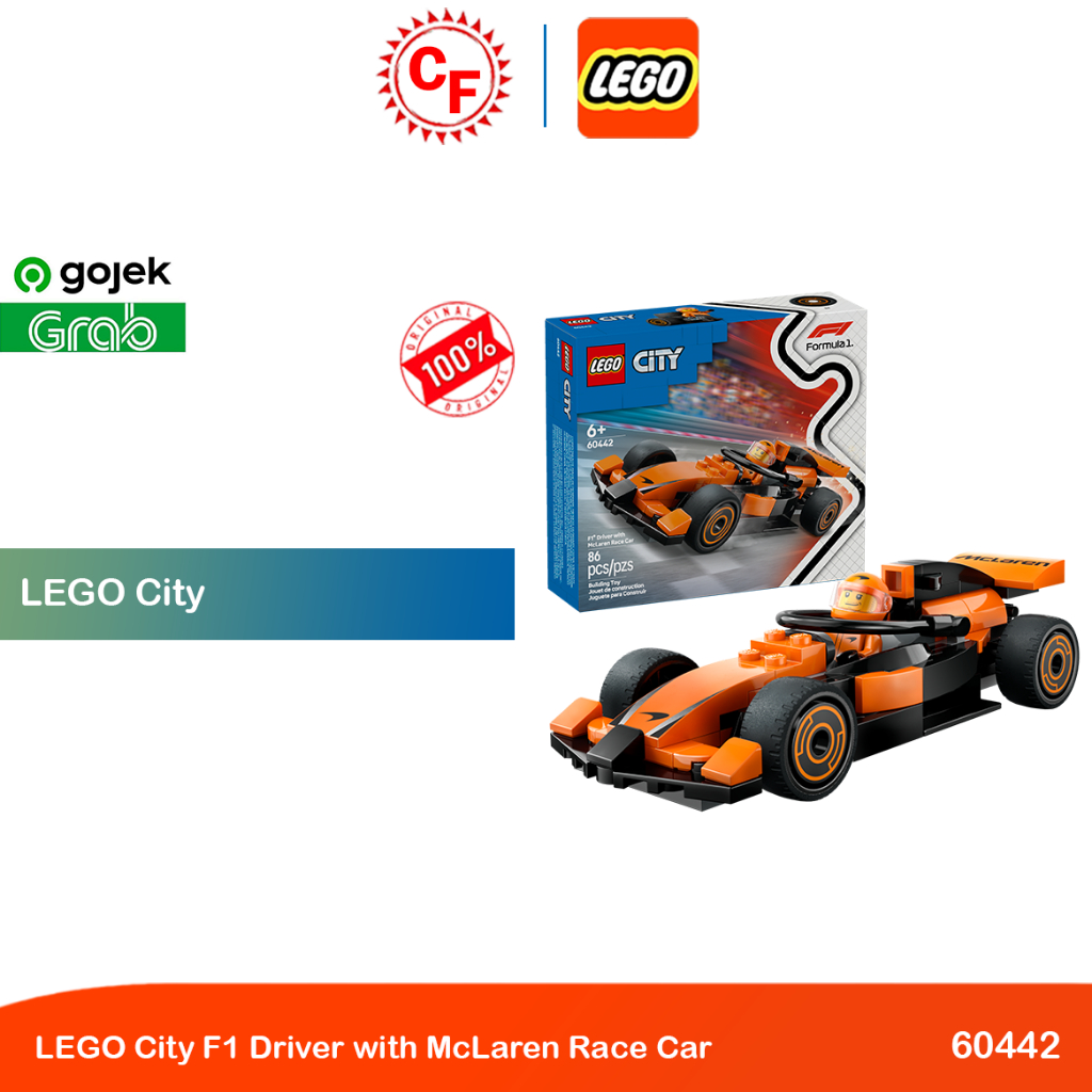 Jual LEGO City 60442 F1 Driver with McLaren Race Car (86 Pieces) Balok ...