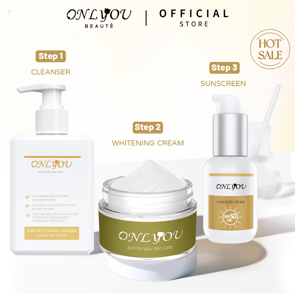 Jual ONLYOU MAKEUP 3PCS PAKTE Menyegarkan Sunscreen Cream SPF 50+ PA+ ...