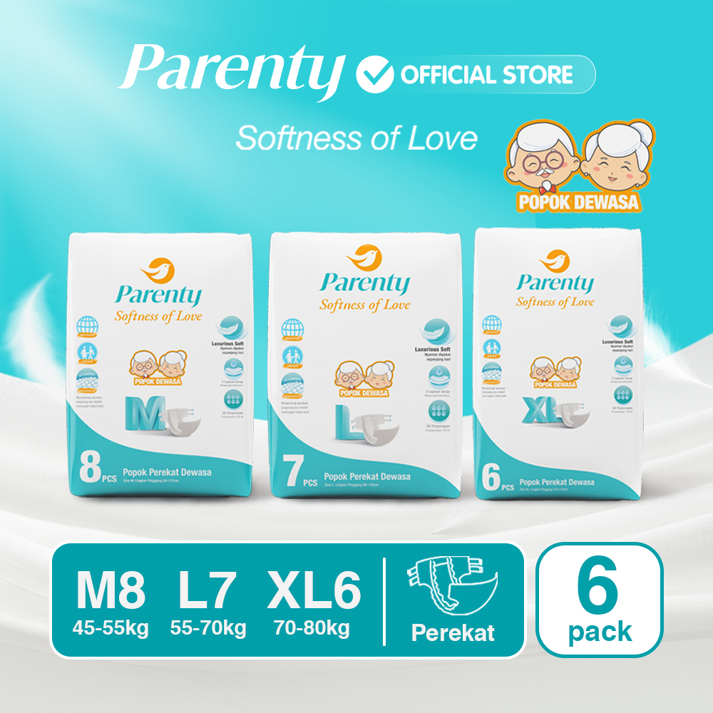 Jual [6 PACK] Parenty Middle Flow Soft Tape / Perekat M8 / L7 / XL6 ...