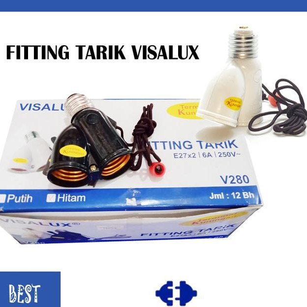 Jual Visalux Fitting Tarik 2 Cabang E27 SNI Hitam Putih Harga Distributor | Shopee Indonesia