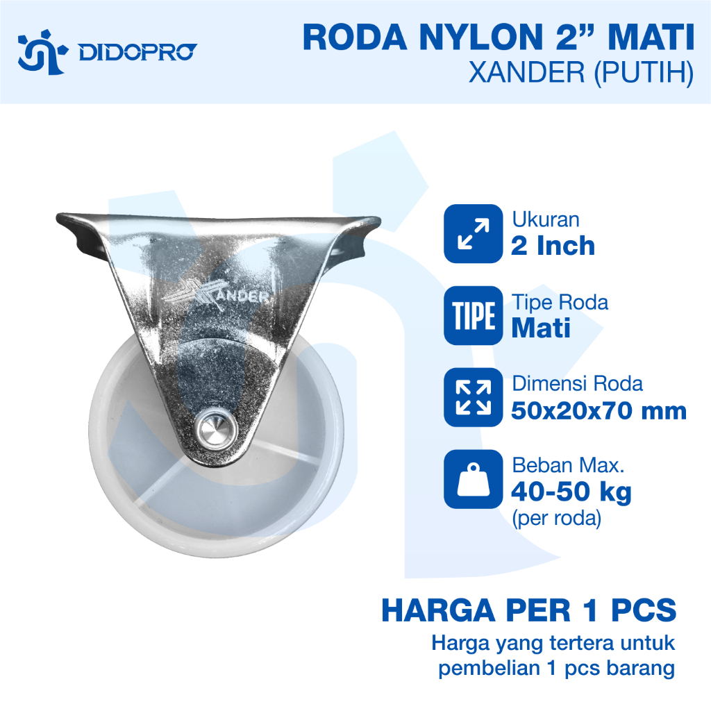 Jual RODA NYLON 2" MATI RODA CASTER 50MM FIXED RODA CASTER RIDGIT 2DIM ...