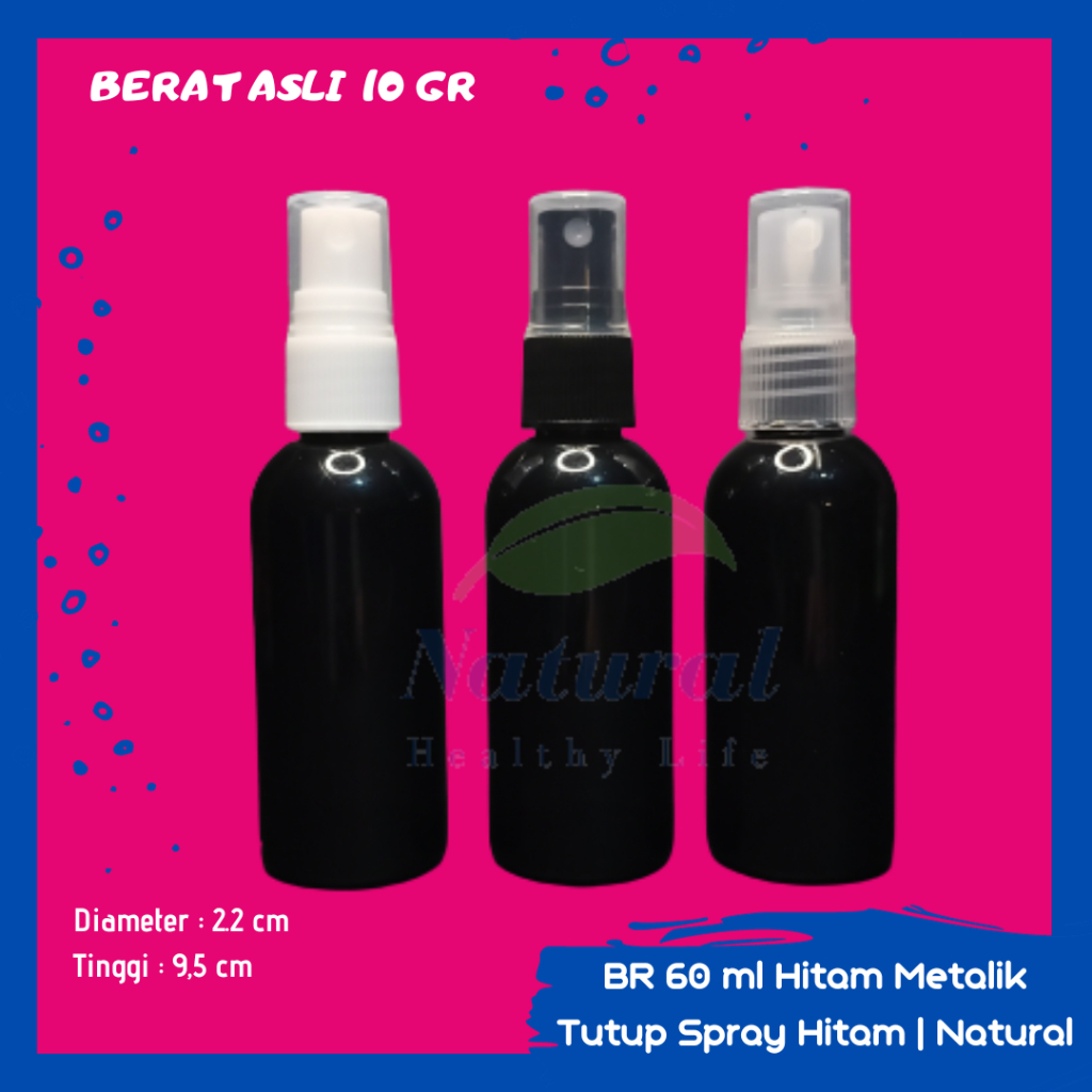 Jual Botol 60ml Warna Tutup Spray N18 Wadah Kosong BR Pundak Botol ...