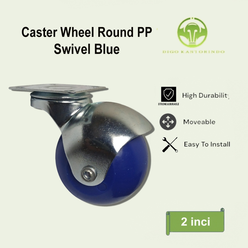 Jual Roda Kastor Bulat PP Biru Hidup 2 Inci Caster Wheel Round Blue ...