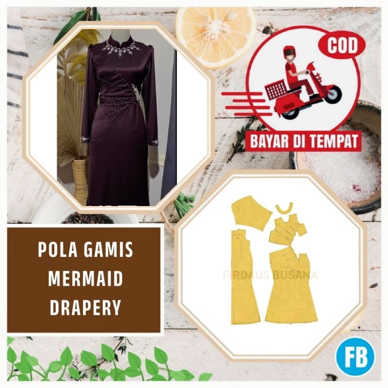 Jual 【COD】Pola Gamis Duyung Drapery Dewasa Terbaru | Pola Baju Gamis ...